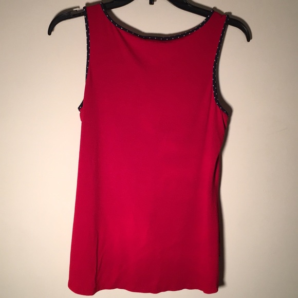 The Limited | Tops | The Limited Red Tank With Blue Polka Dot Trim ...